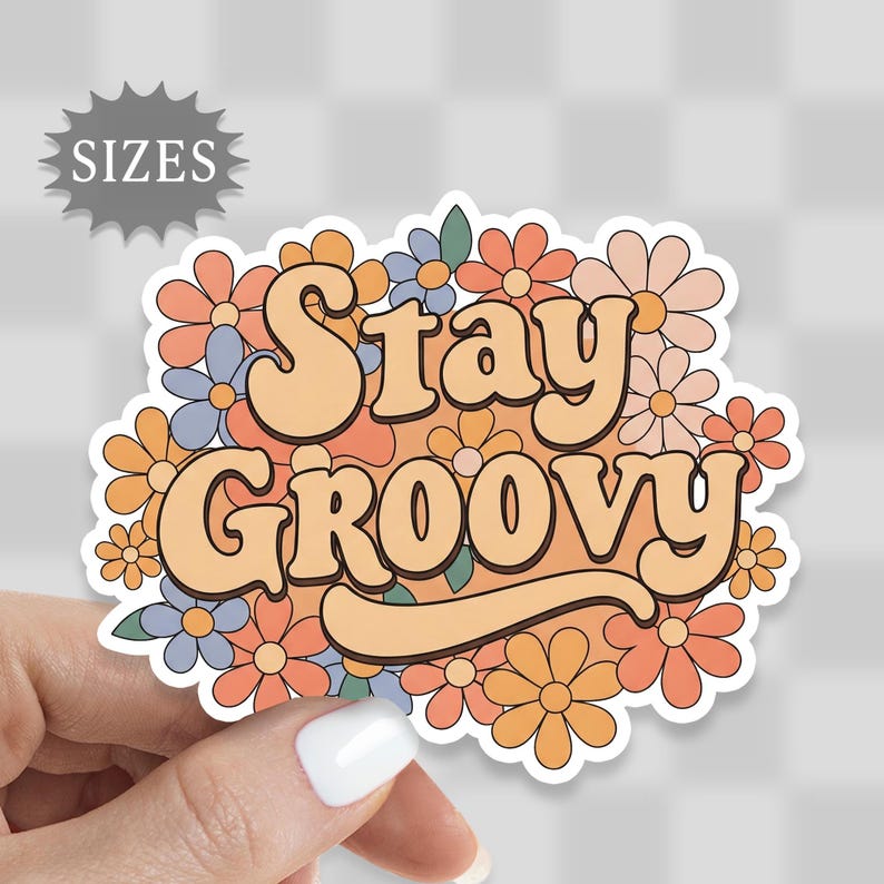 Stay Groovy Sticker: Retro Floral Waterproof Vinyl Decal - Etsy