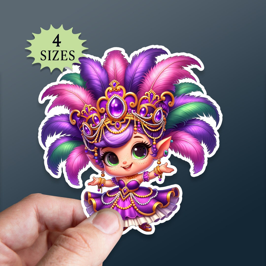 Mardi Gras Sticker, Showgirl Sticker, Mardi Gras Parade Sticker, New ...
