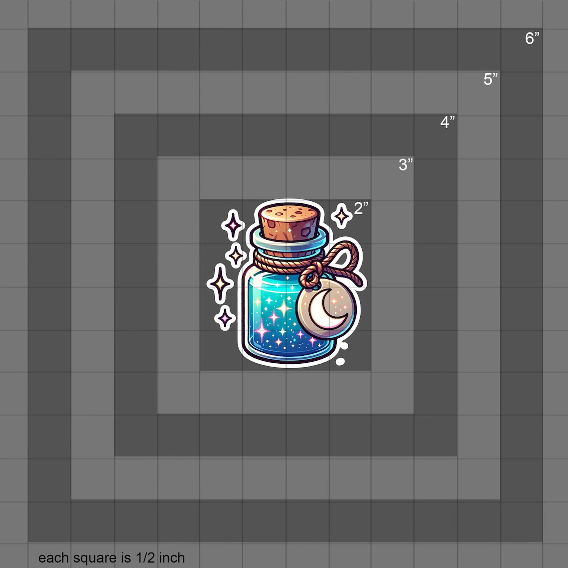 Magic Potion Jar Sticker, Mana Jar Decal, Stars & Moon, Journal Sticker ...