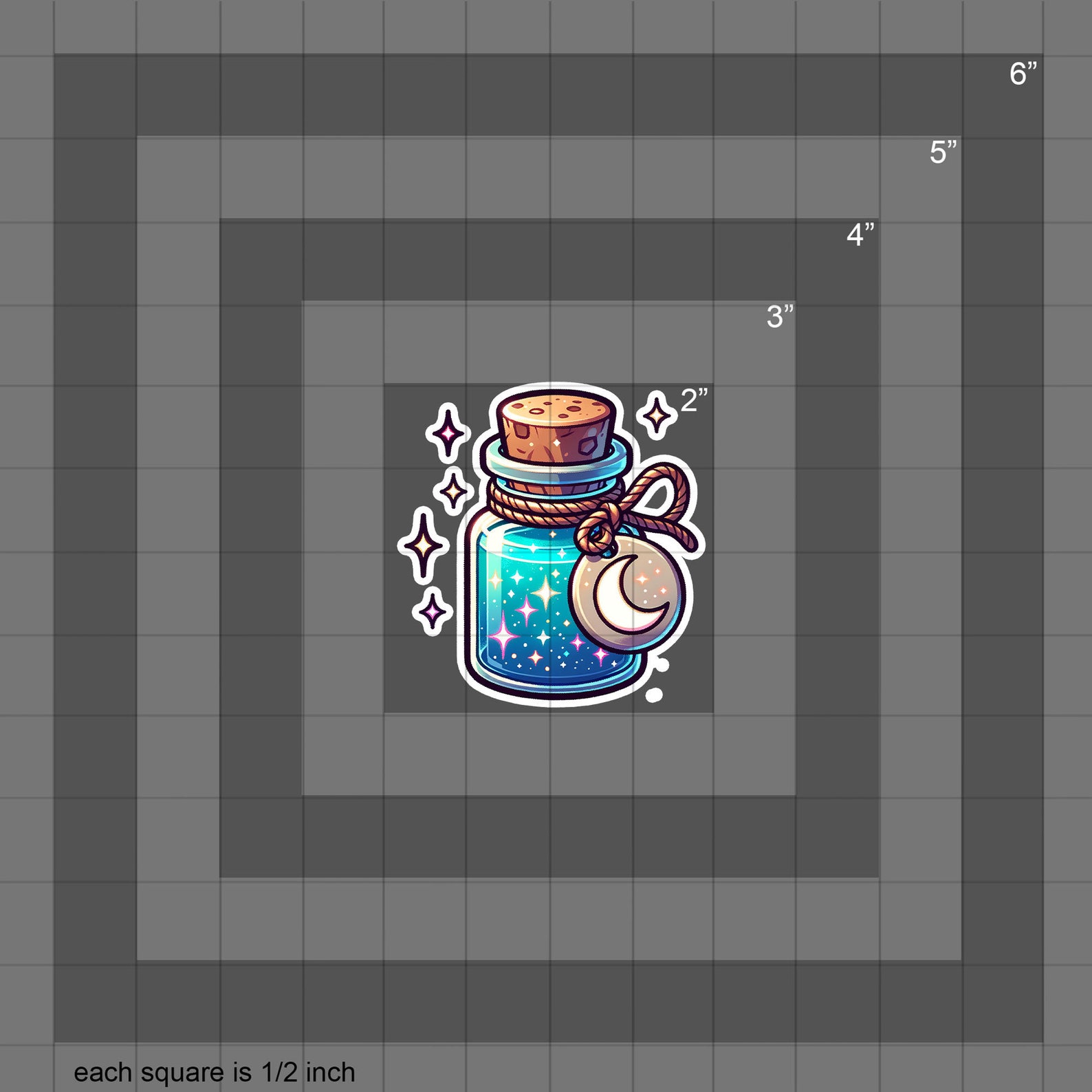 Magic Potion Jar Sticker, Mana Jar Decal, Stars & Moon, Journal Sticker ...