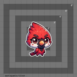 Cardinal Bird Sticker, Chibi Bird Sticker, Animal Sticker, Water Bottle ...