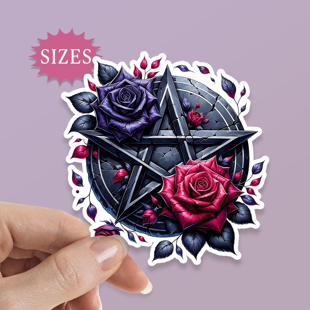 Pentagram Rose Sticker: Waterproof Vinyl Decal - Etsy