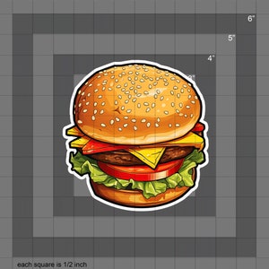Cheeseburger Sticker, Burger Sticker, Fast Food Sticker, Food Sticker ...