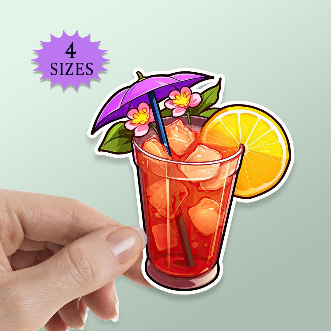 Sun Tea Sticker, Summer Tea Sticker, Lemon Tea Sticker, Umbrella Drink ...