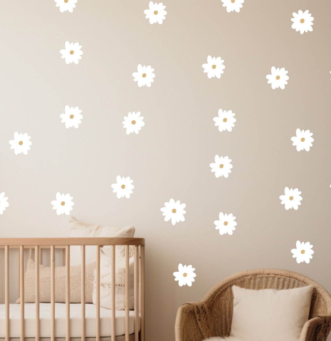 Daisy Wall Decal Set Mix Size Set Floral Decals Flower Wall Sticker Kid ...