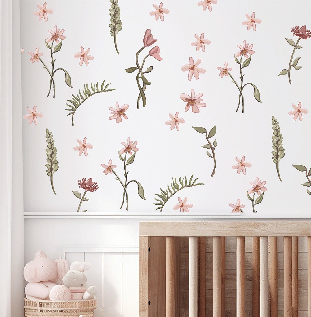 Wildflower Wall Decal: Boho Floral Nursery Decor, Reusable Sticker - Etsy
