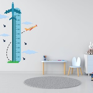Blue Airplane Height Chart Wall Decal: Kids Growth Chart Sticker - Etsy