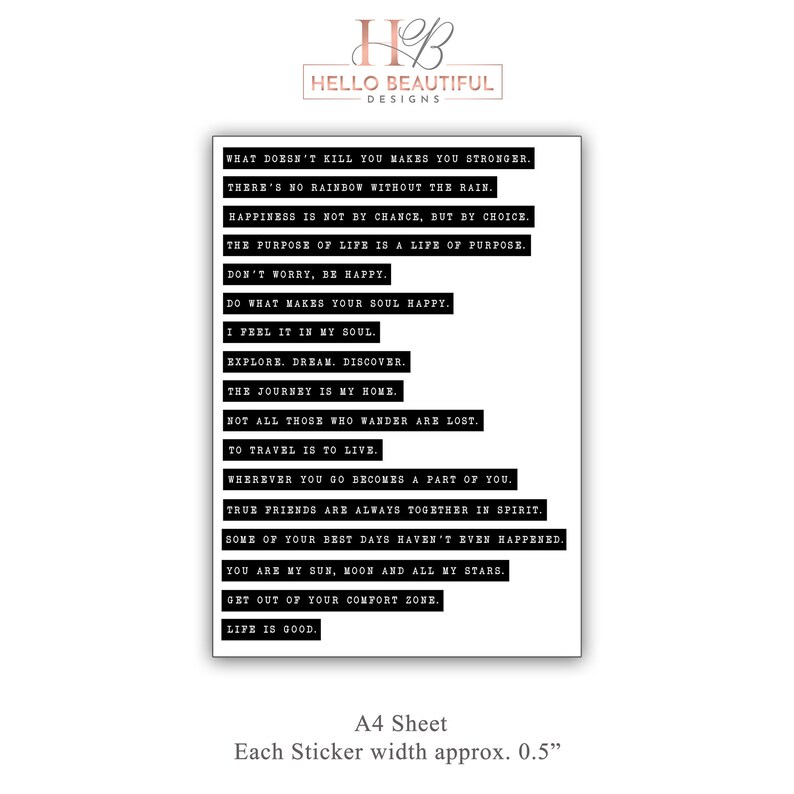 Black Strip Quote Stickers Scrapbook Supplies Journalling - Etsy