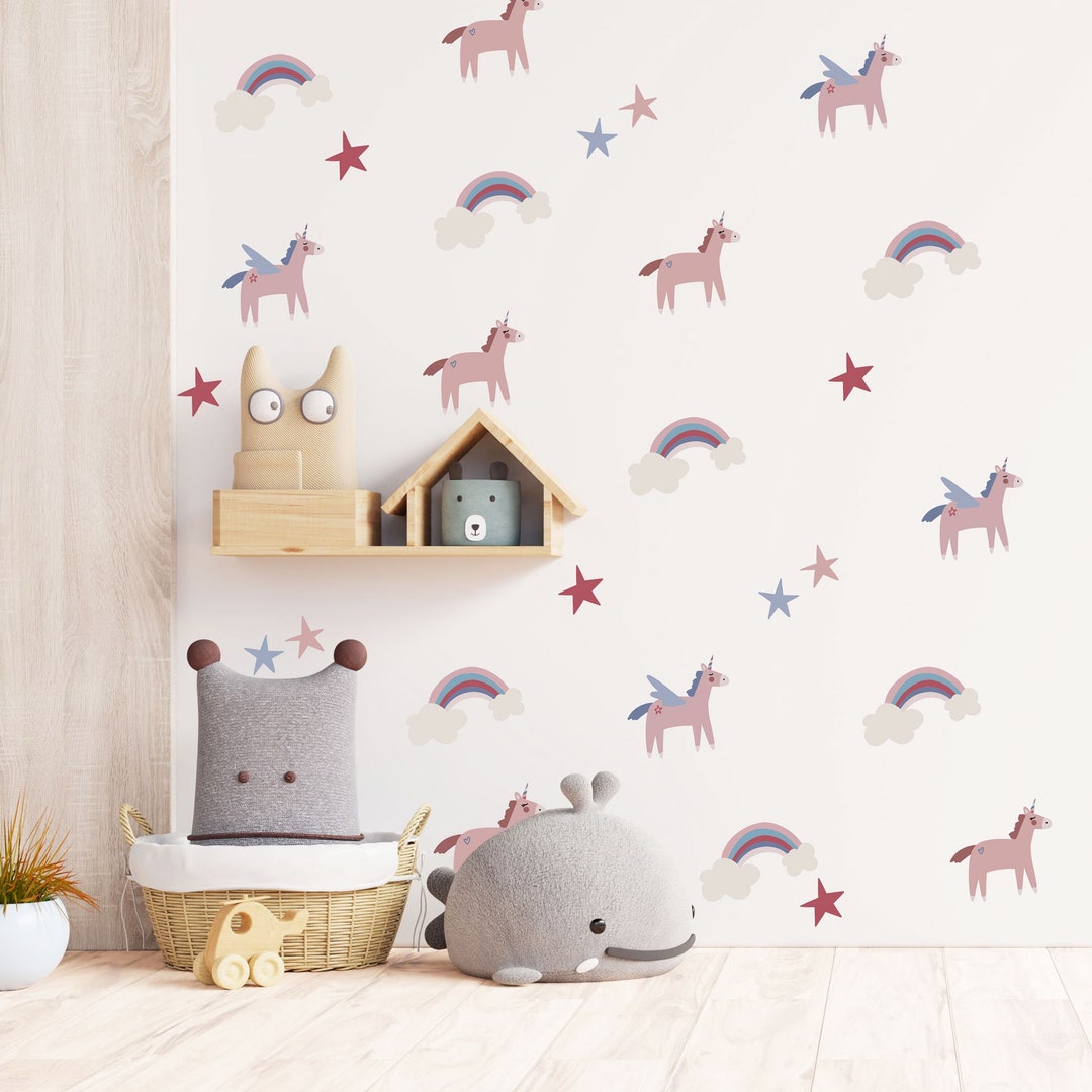 Unicorn Wall Sticker Girl Unicorn Wall Decal Nursery Unicorn Decal ...