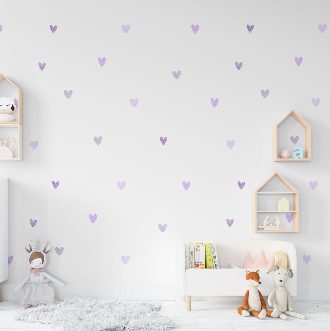 Purple Heart Wall Sticker Lilac Wall Sticker Purple Nursery Wall Decal ...