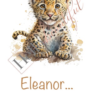 Baby Leopard Print Personalised Nursery Print Cute Nursery Decor Baby ...
