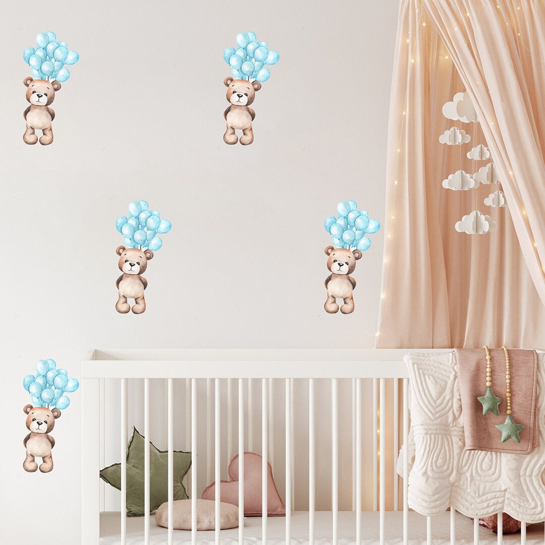 Teddy Bear Air Balloon Wall Sticker Nursery Wall Sticker Teddy Bear ...