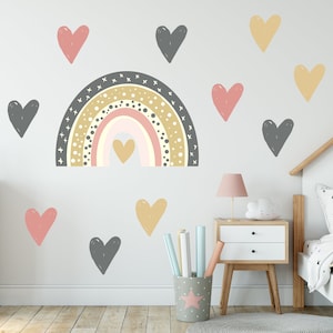 Large Rainbow Heart Wall Decals: Boho Nursery Decor - Etsy