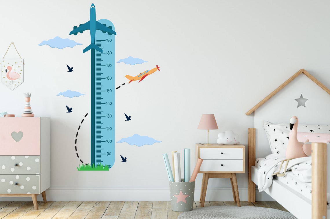 Blue Airplane Height Chart Wall Decal: Kids Growth Chart Sticker - Etsy