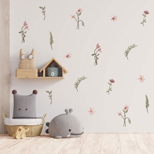 Boho Flower Wall Sticker Girl Floral Wall Sticker Nursery Floral Wall ...
