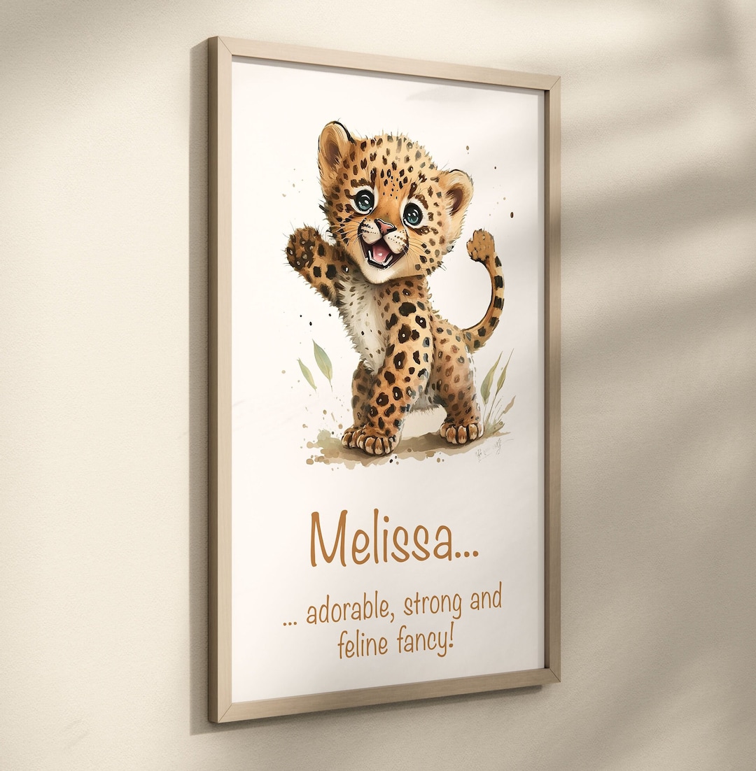 Cute Baby Leopard Print Personalised Nursery Print Cute Nursery Decor ...