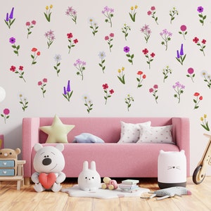 Flower Wall Sticker Wildflower Wall Sticker Floral Wall Sticker Girl ...