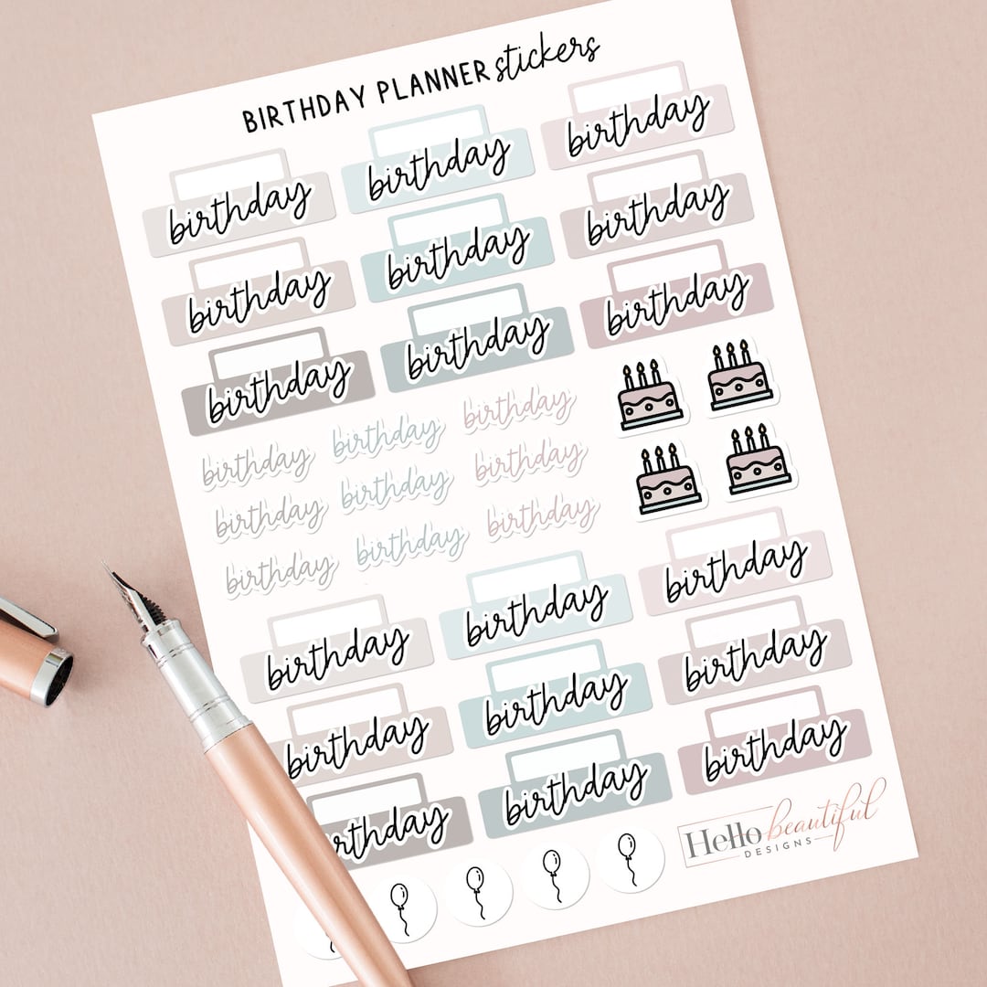 Birthday Planner Stickers, Birthday Icons Stickers, Birthday Stickers ...