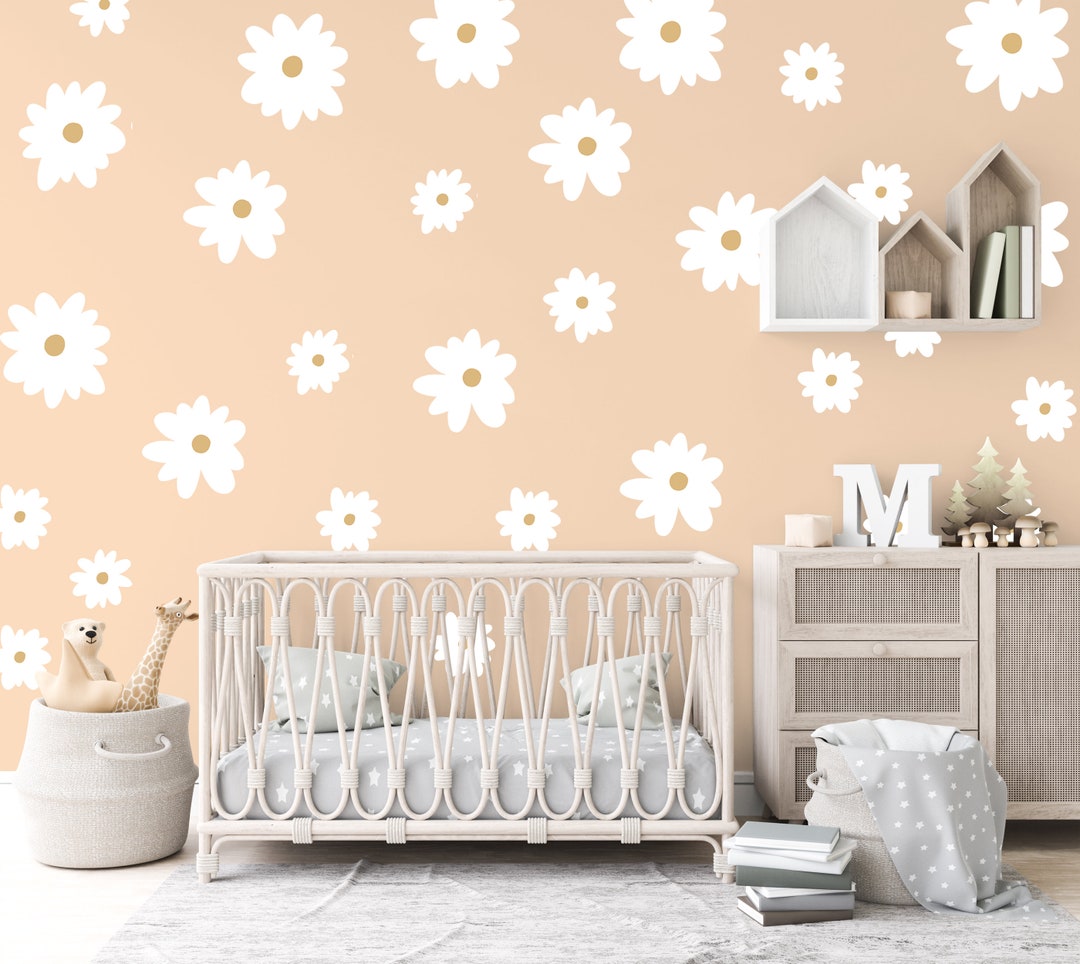 Daisy Wall Decal Set Mix Size Set Floral Decals Flower Wall Sticker Kid ...