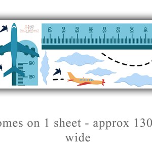 Blue Airplane Height Chart Wall Decal: Kids Growth Chart Sticker - Etsy