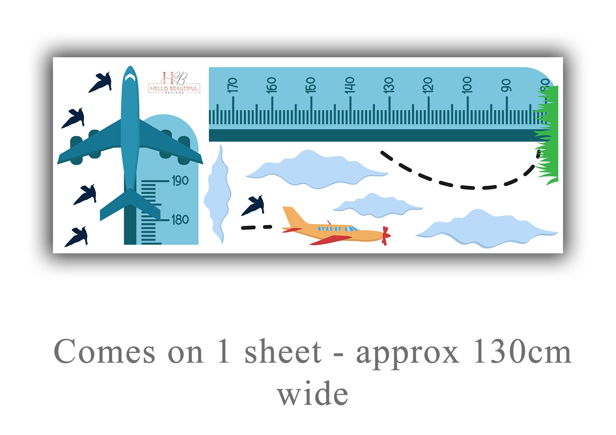 Blue Airplane Height Chart Wall Decal: Kids Growth Chart Sticker - Etsy