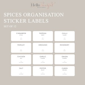 Spices Label Stickers, Pantry Organisation Labels, Organisation ...
