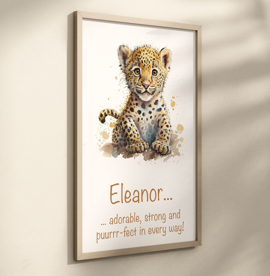 Baby Leopard Print Personalised Nursery Print Cute Nursery Decor Baby ...