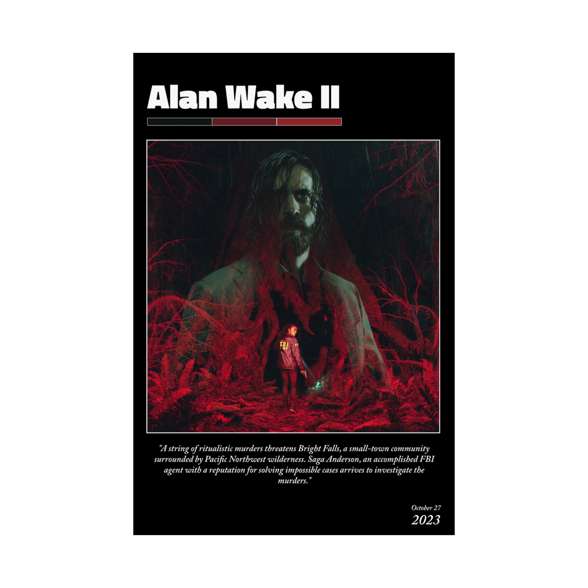 Alan Wake 2 Game Info Art, Video Game Vertical Poster, Gaming Wall Art ...