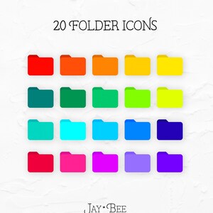 Rainbow Colours Set 20 Desktop Folder Icons Aesthetic - Etsy