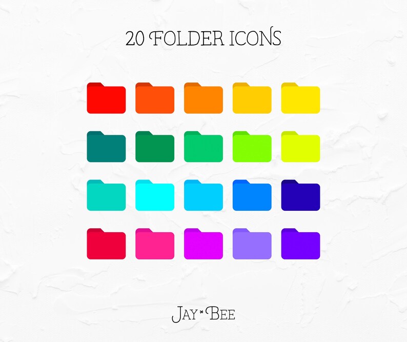 Rainbow Colours Set 20 Desktop Folder Icons Aesthetic - Etsy