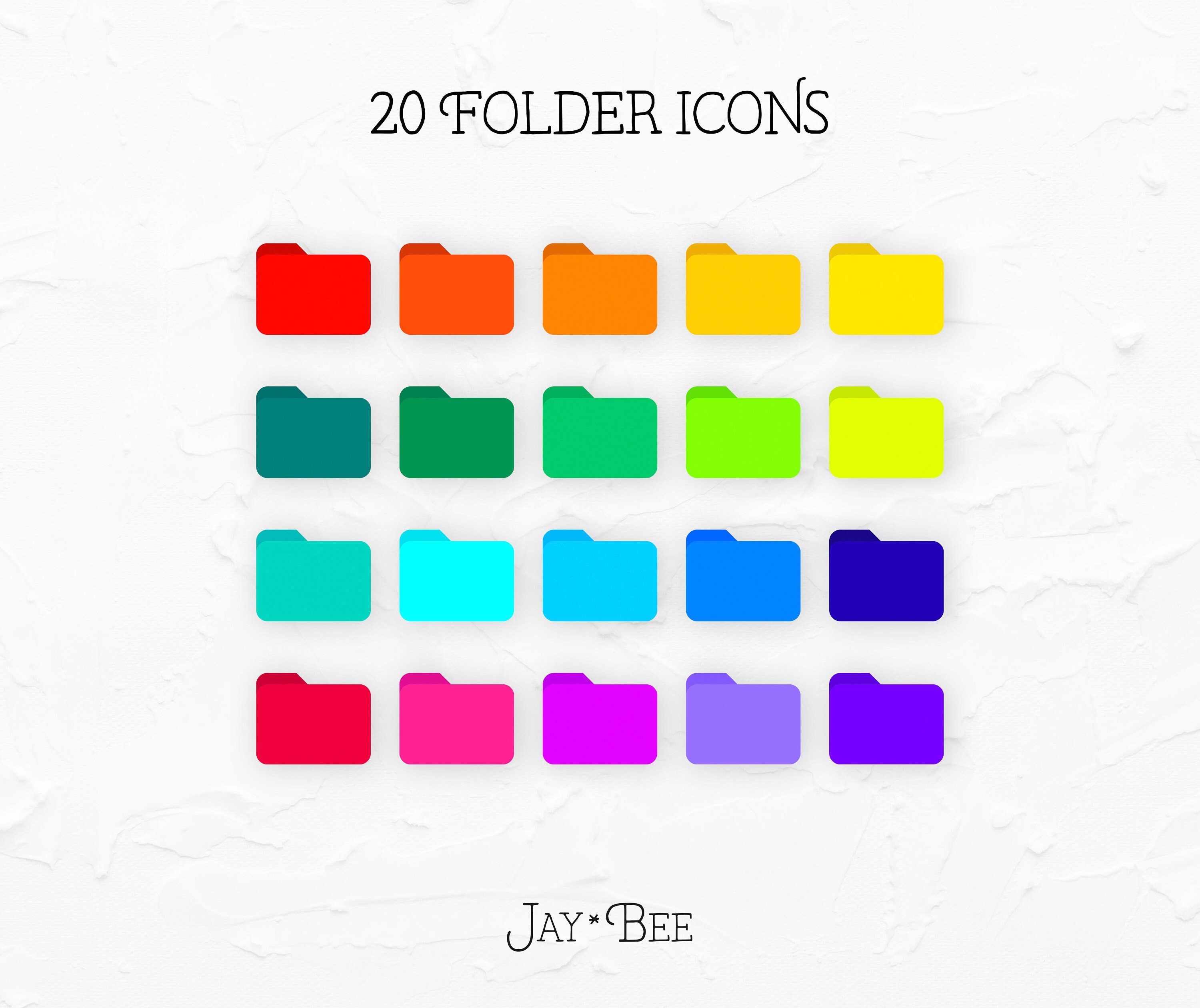 Rainbow Colours Set 20 Desktop Folder Icons Aesthetic - Etsy