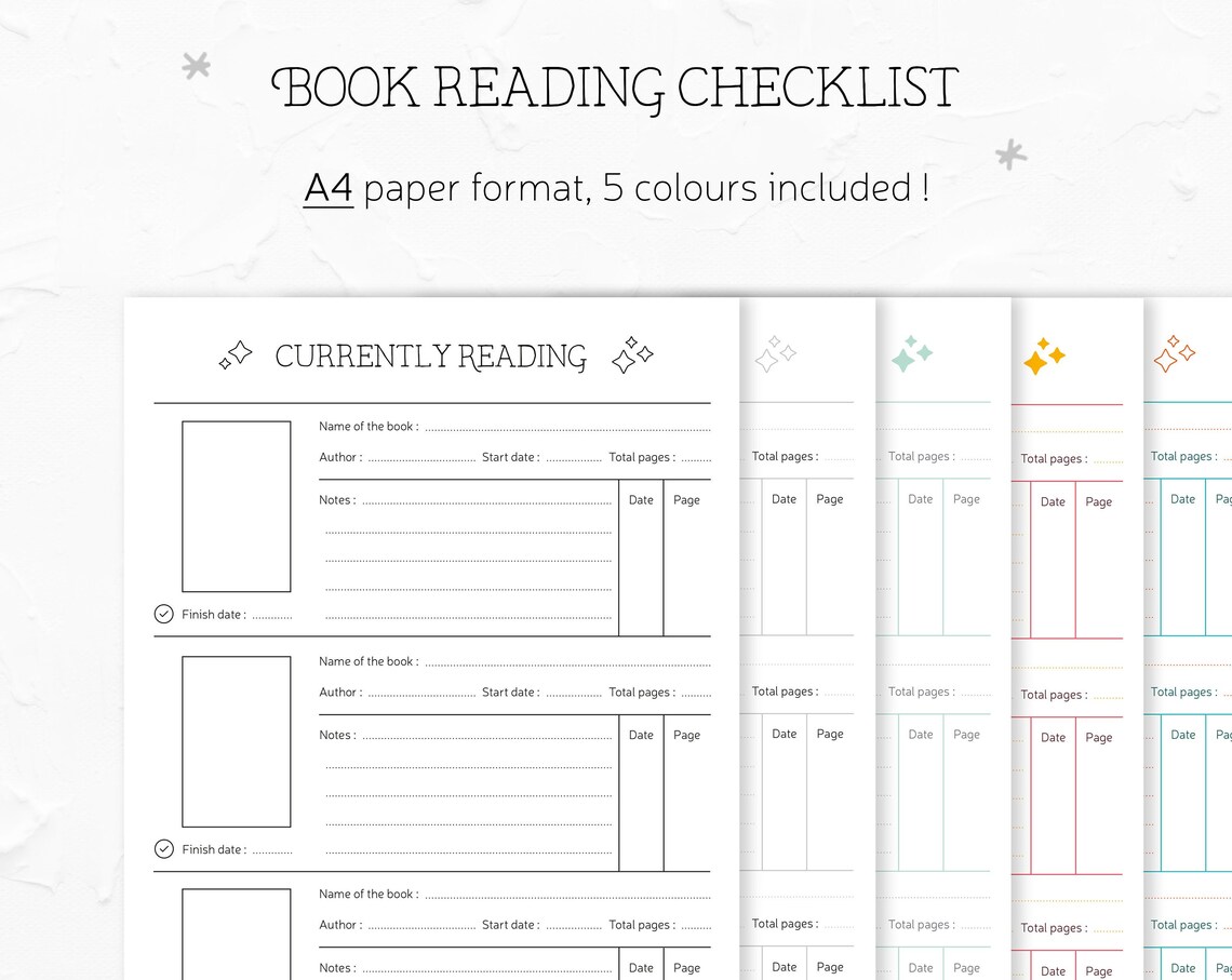 Currently Reading Checklist Printable & Digital Template - Etsy