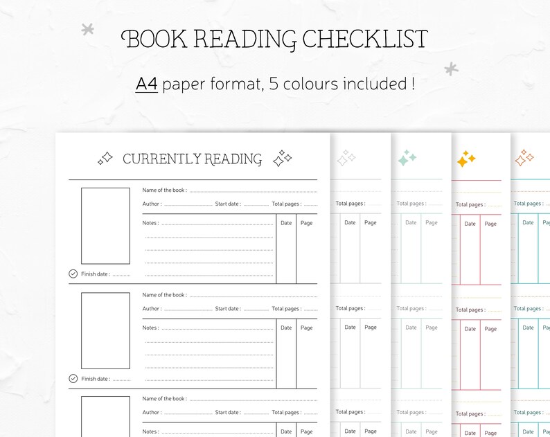 Currently Reading Checklist Printable & Digital Template - Etsy