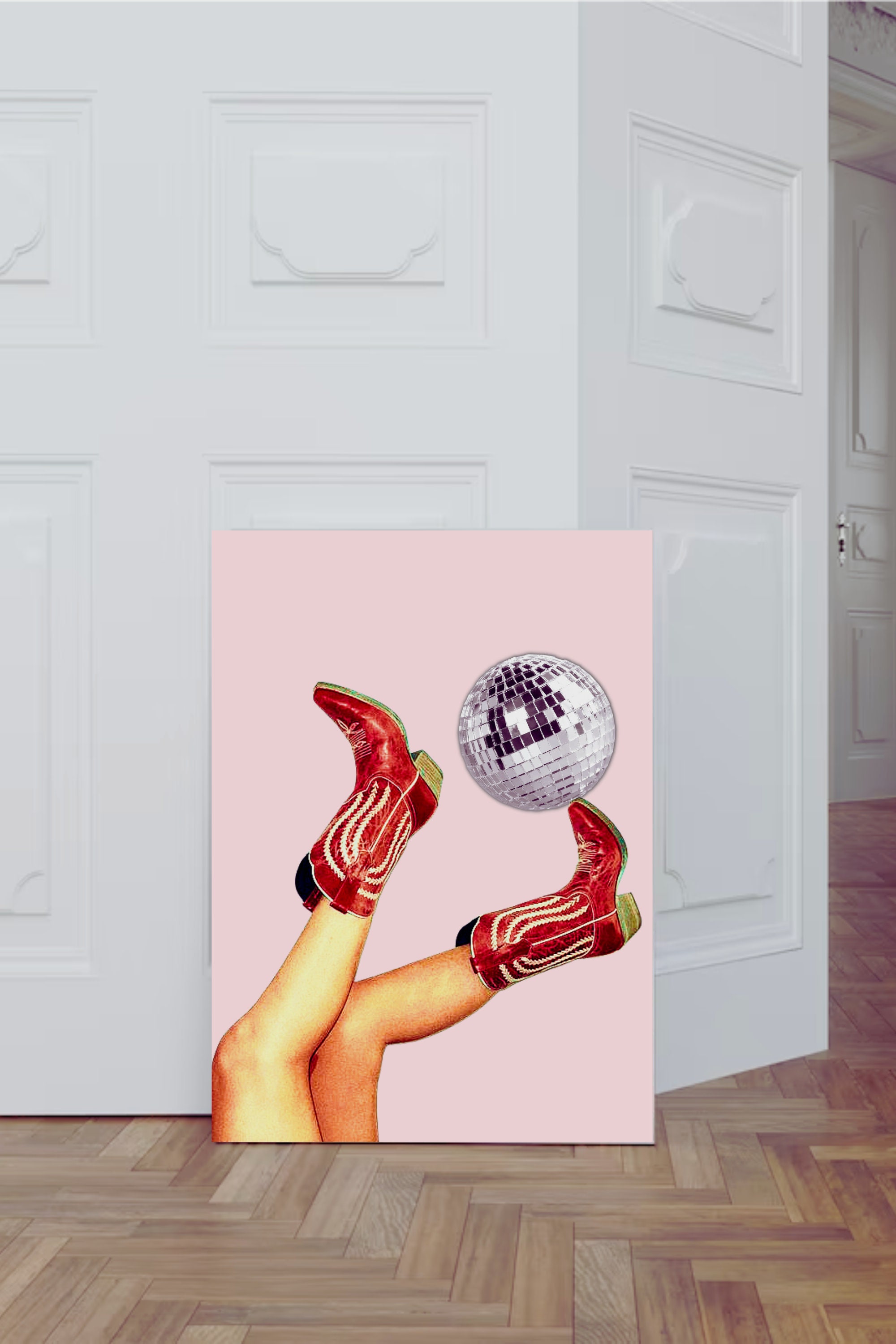 Retro Disco Cowgirl Collage Pink Print Vintage Art Western - Etsy