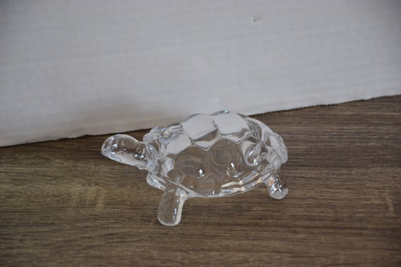Vintage Clear Glass Turtle Paperweight - Etsy