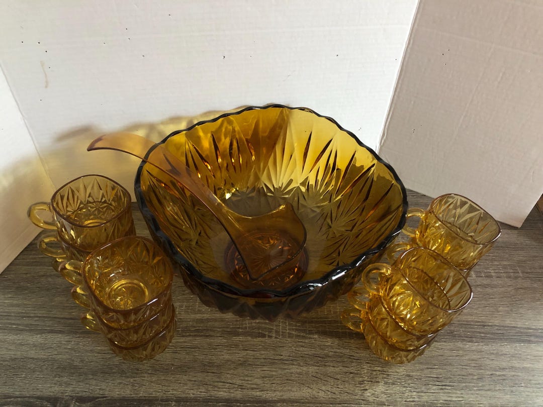 Hazel Atlas Williamsport Amber Punch Set - Etsy
