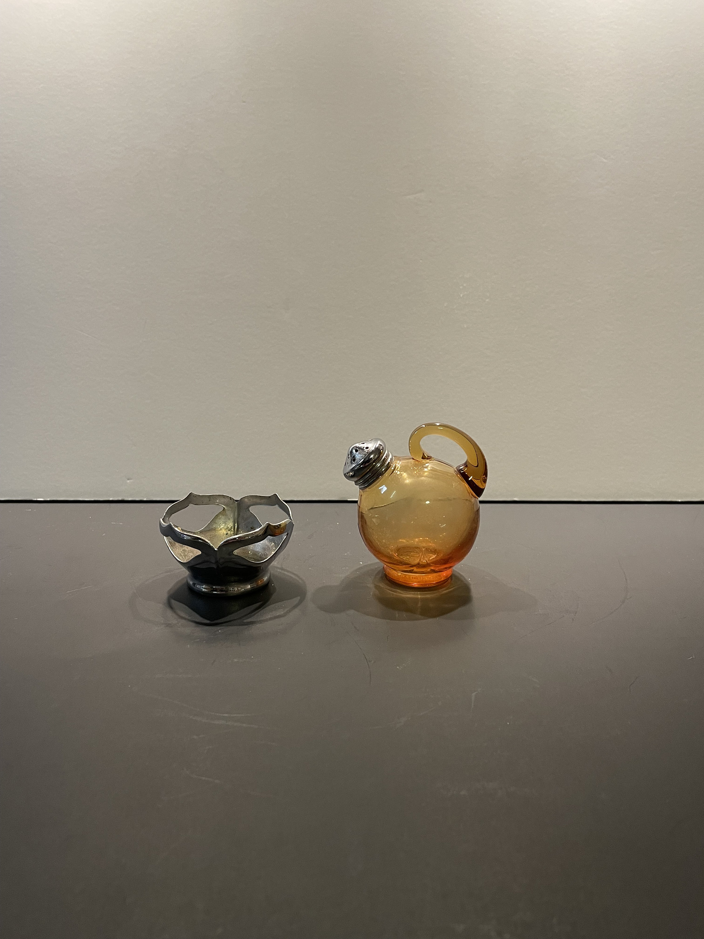 Art Deco Salt & Pepper Shaker, Salt and Pepper Shaker, Amber Glass ...