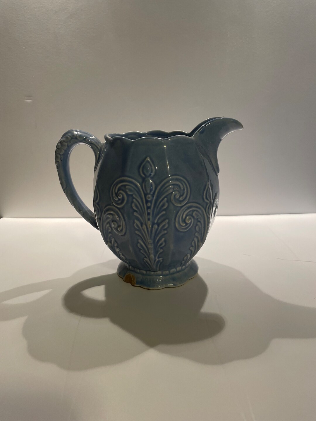 Vintage Blue Ridge Pottery Pitcher: Embossed Floral Design - Etsy