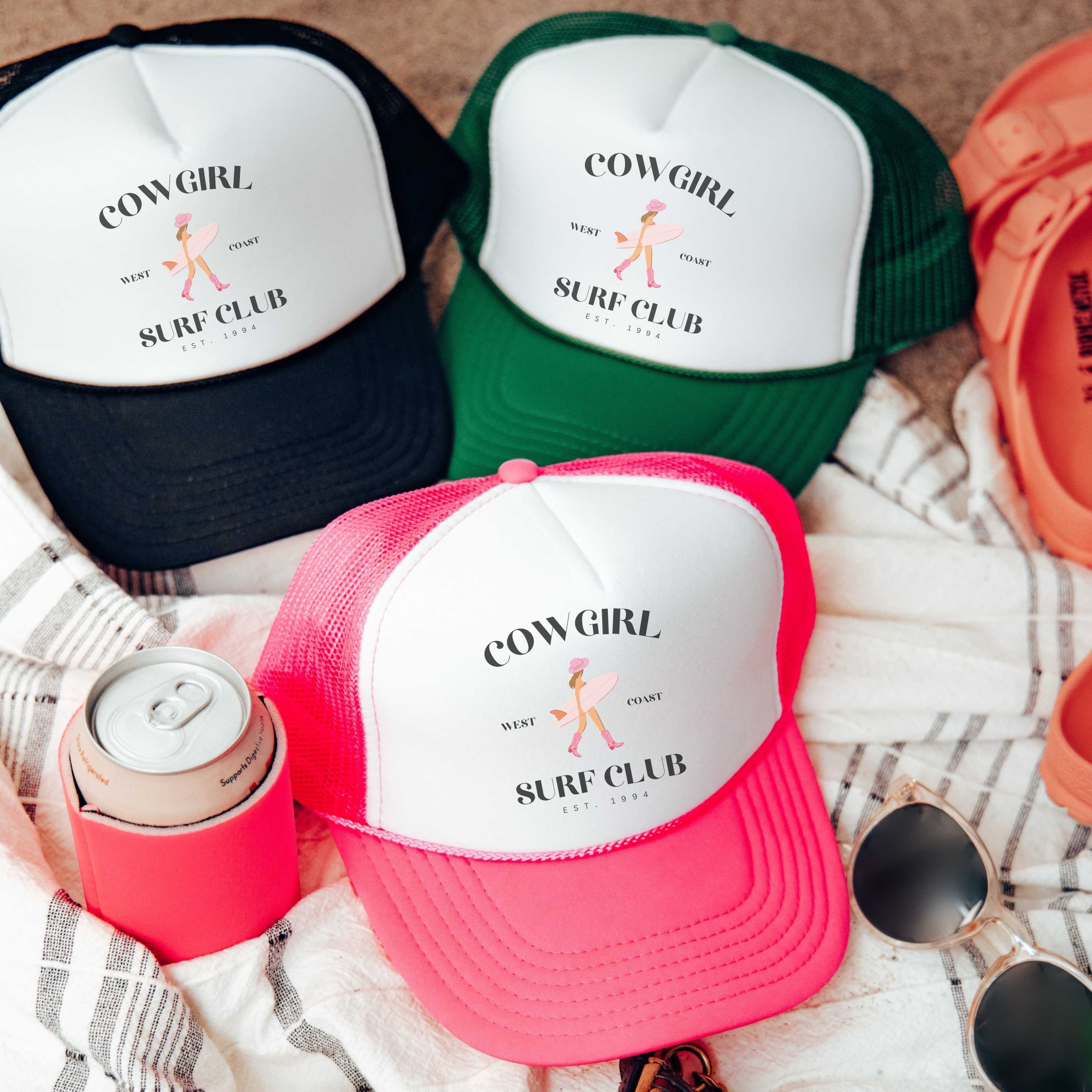 Cowgirl Trucker Hat, Cowgirl Surf Club Trucker Cap, Country Theme Cowgirl Trucker Hat, Western ...