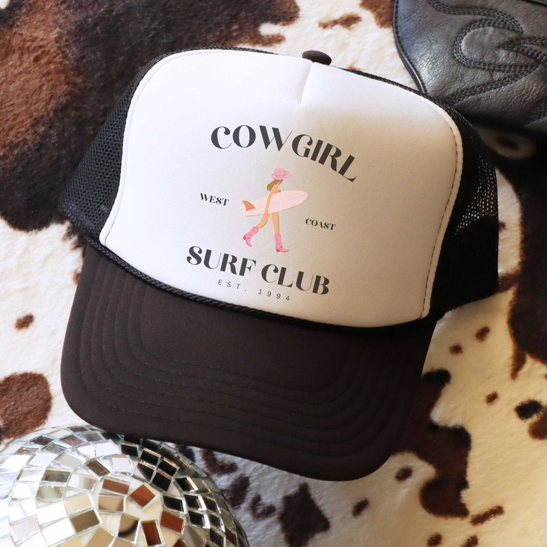 Cowgirl Trucker Hat, Cowgirl Surf Club Trucker Cap, Country Theme Cowgirl Trucker Hat, Western ...