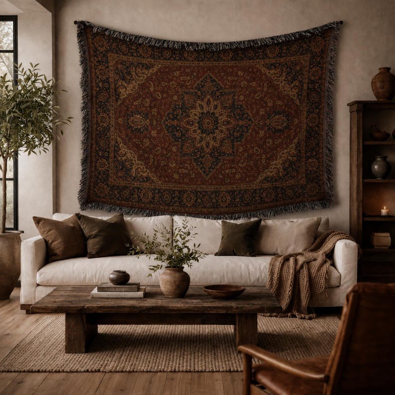 Persian Tapestry, Large Antique Woven Wall Hanging, Boho Home Décor - Etsy