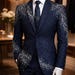 Navy Blue Sky Silver Suit With Celestial Embroidery | Custom Prom ...