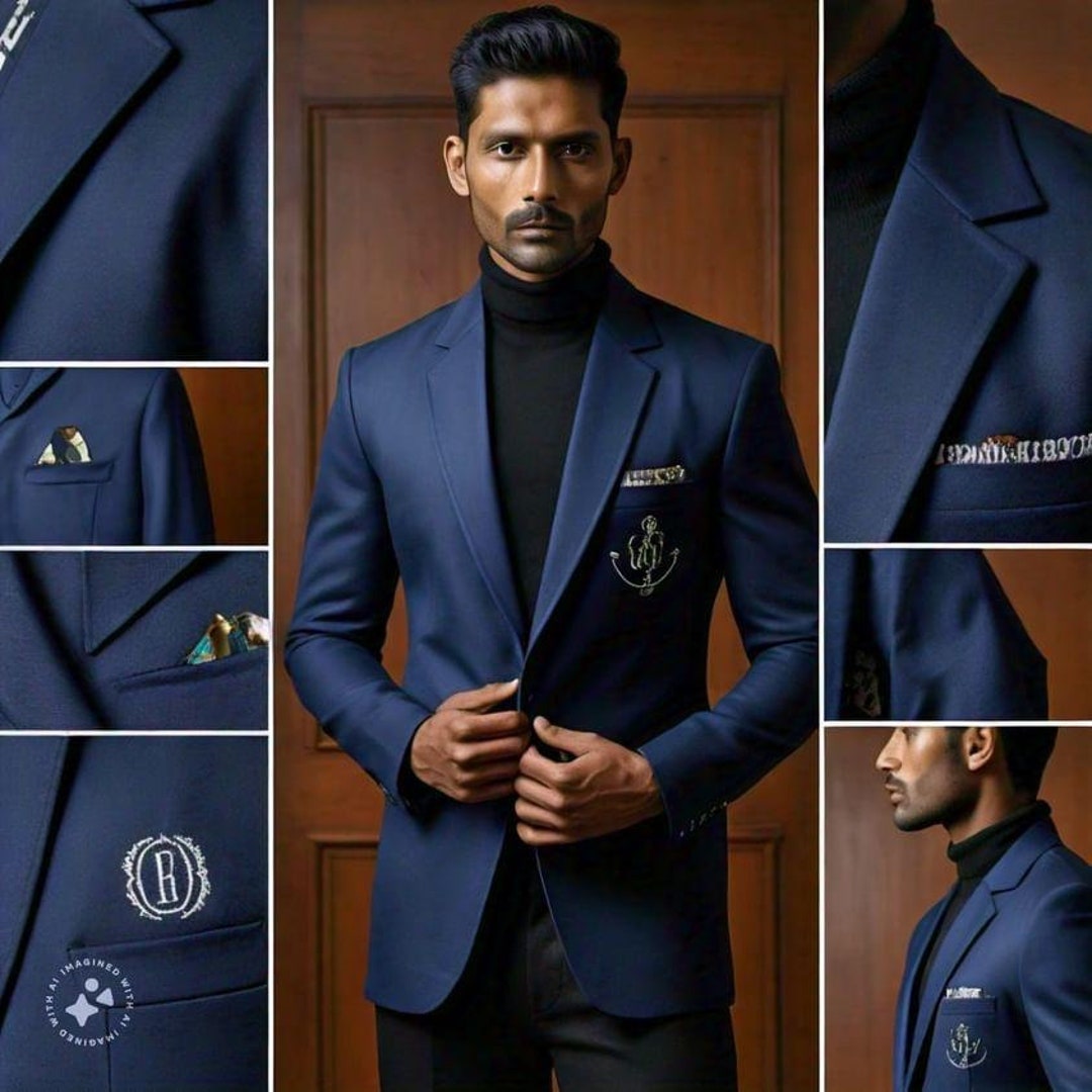 Royal Navy Blue Color 2 Button Suit for Men Bespoke Classic Suit New ...