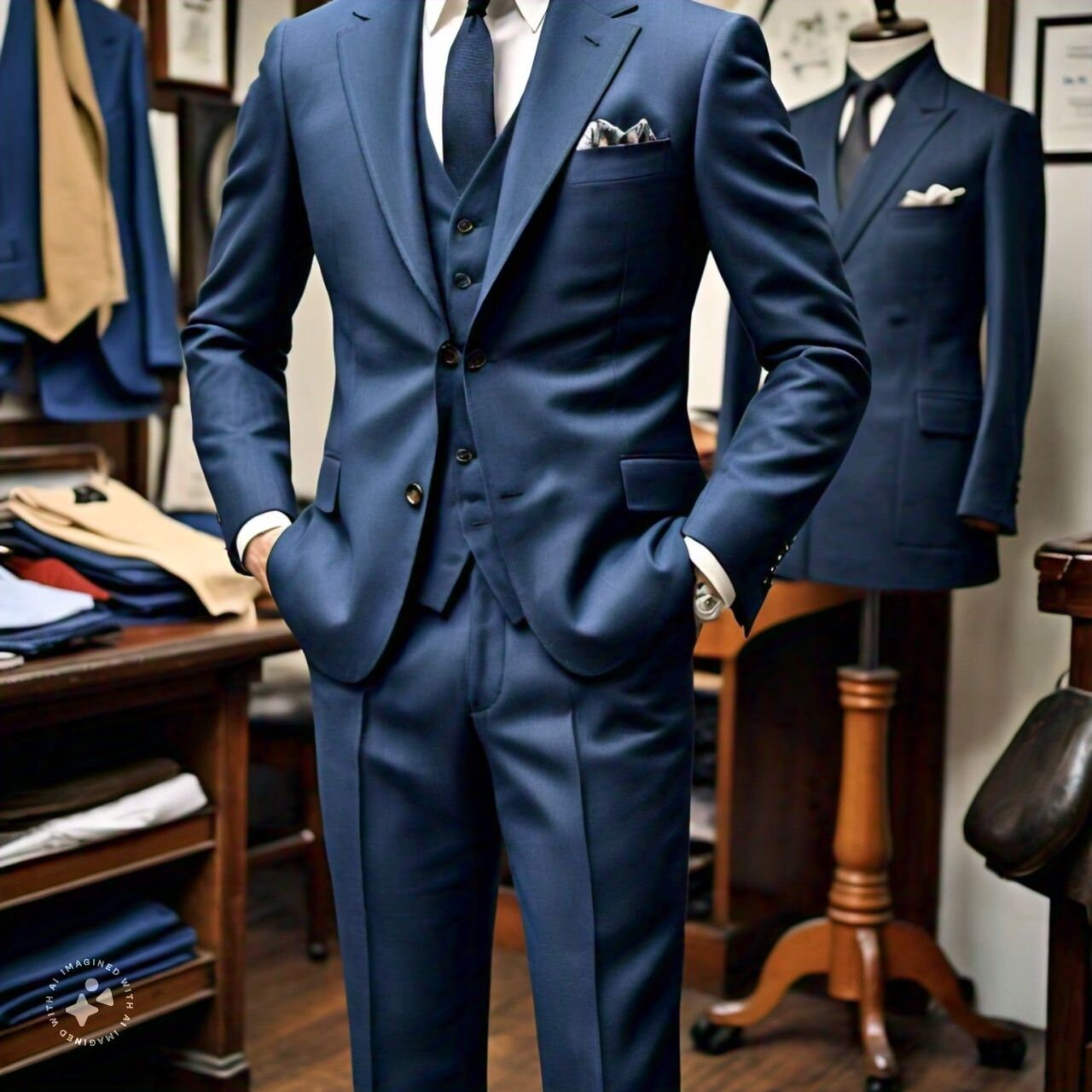 Navy Blue 3 Piece Classic Suit for Men Bespoke Tailoring Timeless Style ...