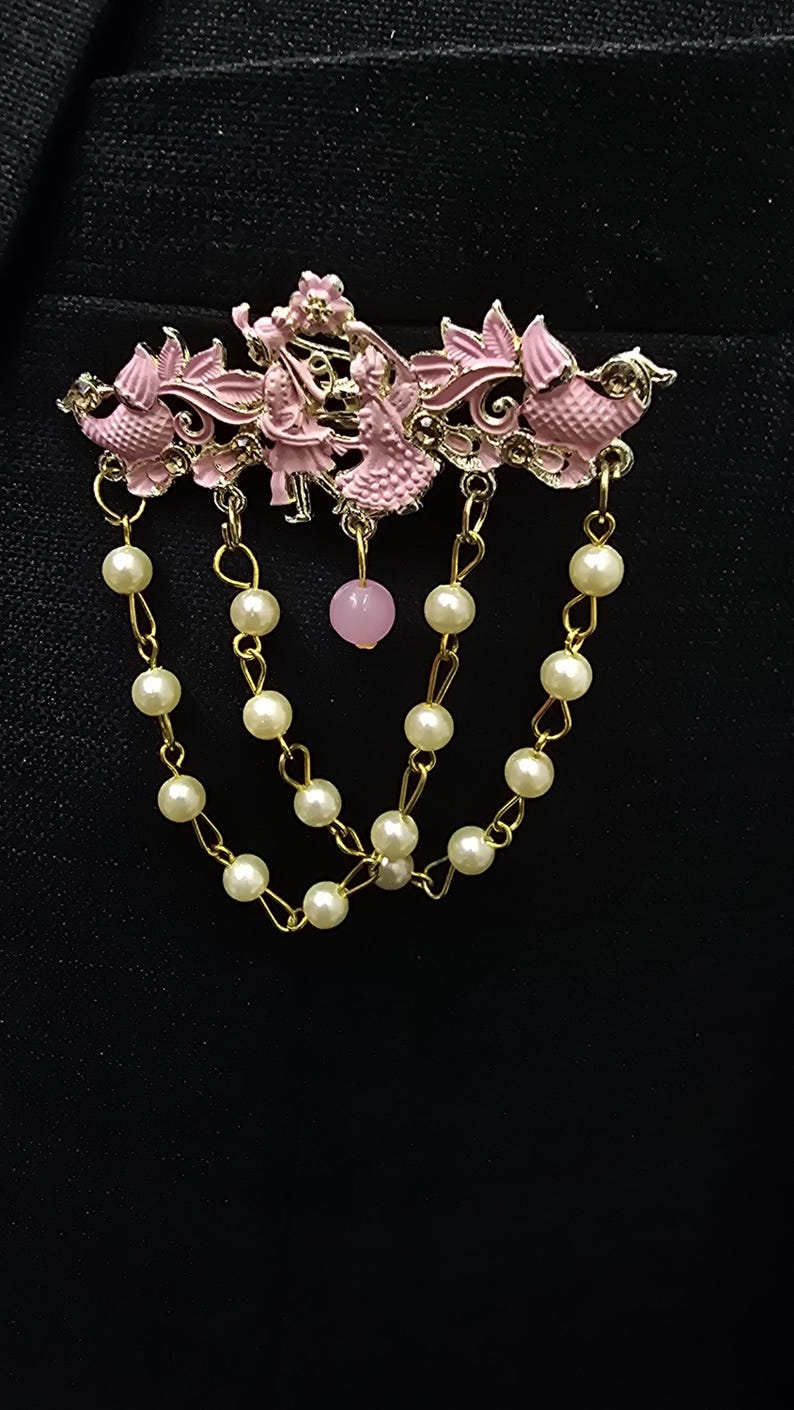 Versatile Wearable | Handcrafted Pink Men's Brooch: Elegant Wedding ...