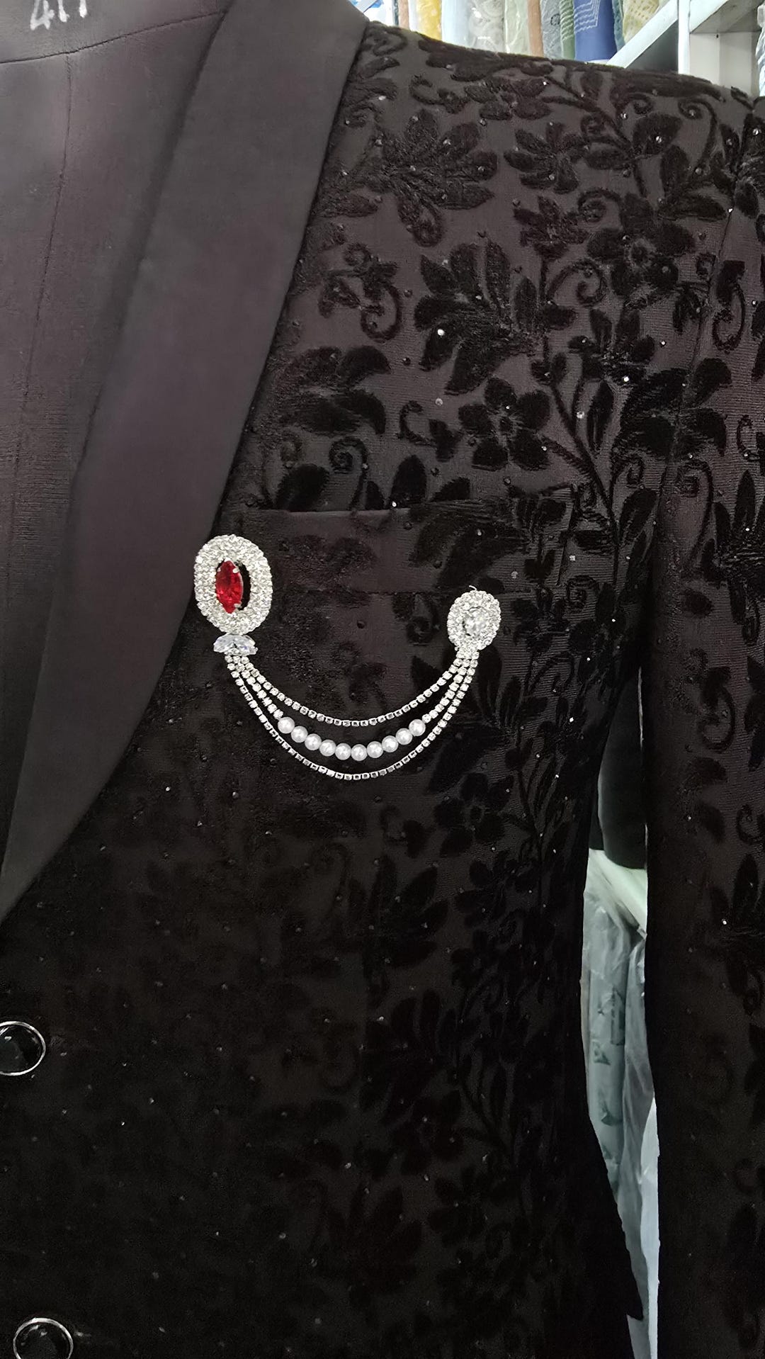 Ruby Red Pearl Brooch – Men's Lapel Pin, Suit Accessory, Paridhan ...