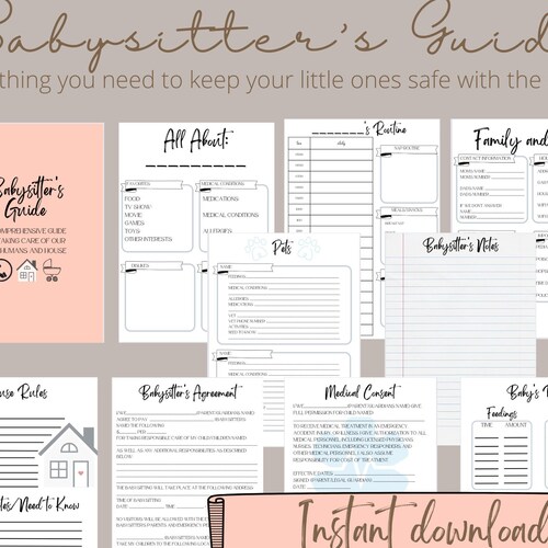 Babysitter's Guide Caregiver Binder Nanny Kit - Etsy