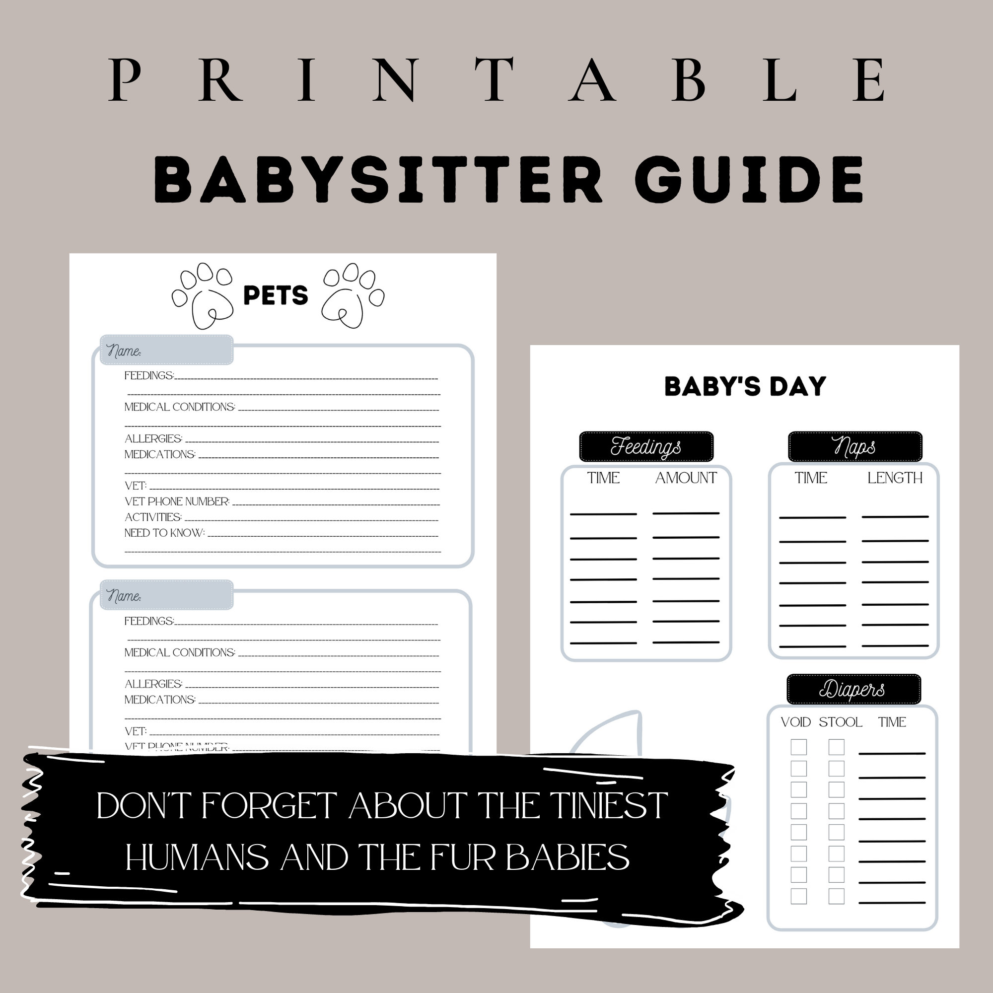 Babysitter's Guide - Caregiver Binder - Nanny Kit - Childcare Notes ...