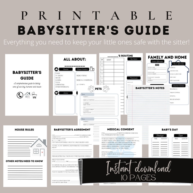 Babysitter's Guide - Caregiver Binder - Nanny Kit - Childcare Notes ...