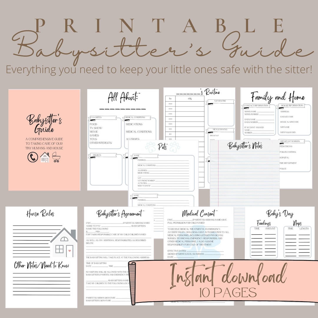 Babysitter's Guide - Caregiver Binder - Nanny Kit - Childcare Notes ...